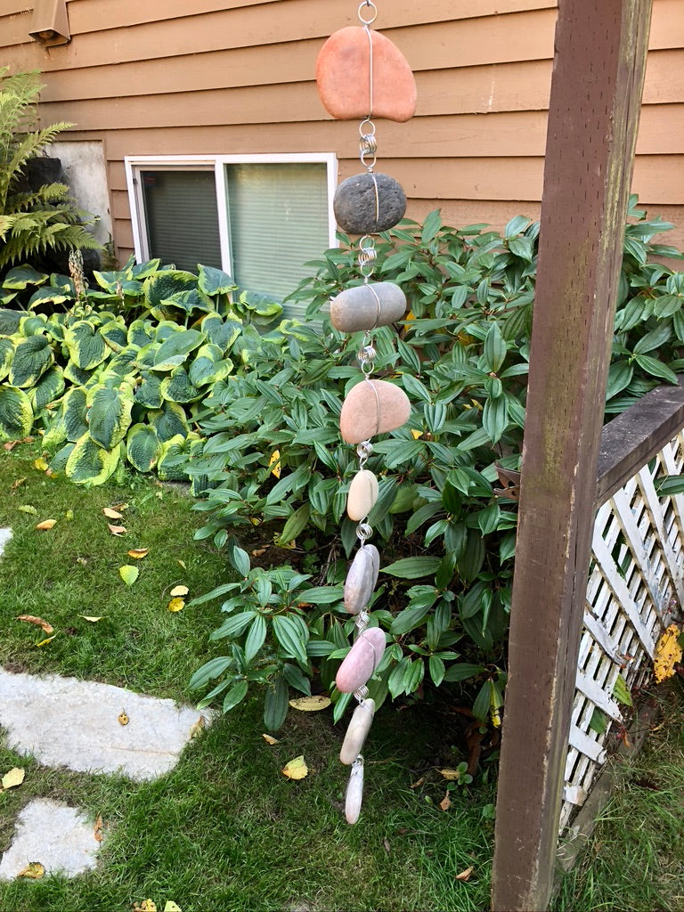 Hanging Stone Garden Sculpture – Handmade Rock Garland Yard Art with ...