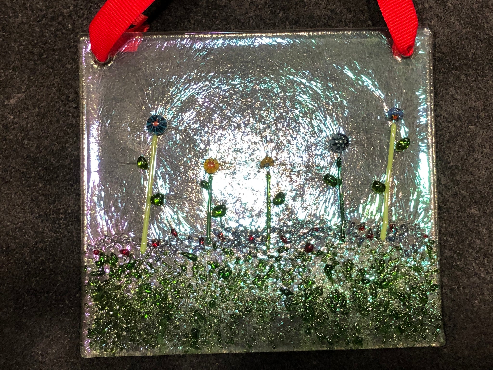 Fused Glass Sun Catcher - "Flowers on the Prairie" – Tundrafox Designs